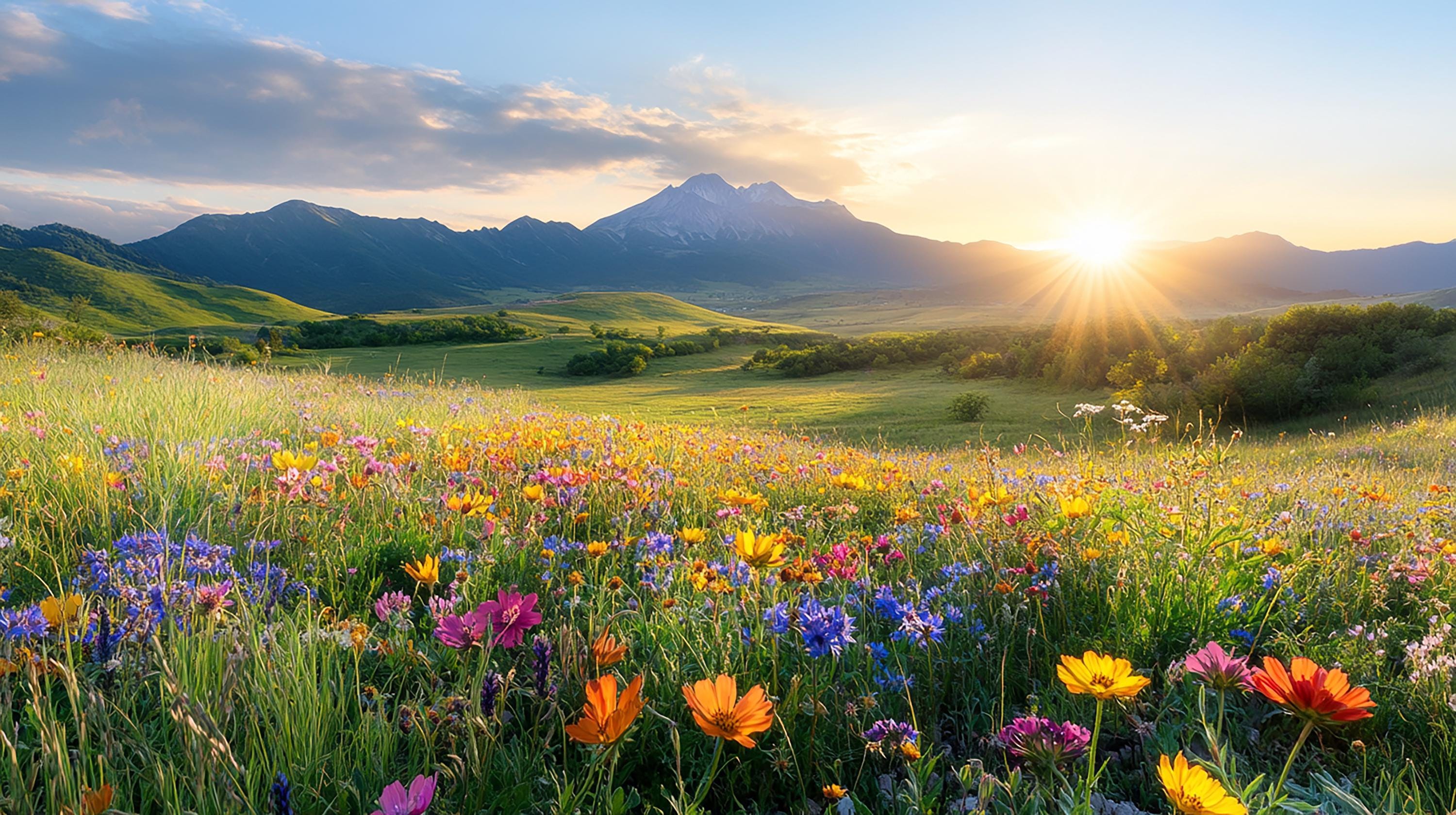 Wildflower Meadow Print Set: Spring Landscape Wall Art (digital ...