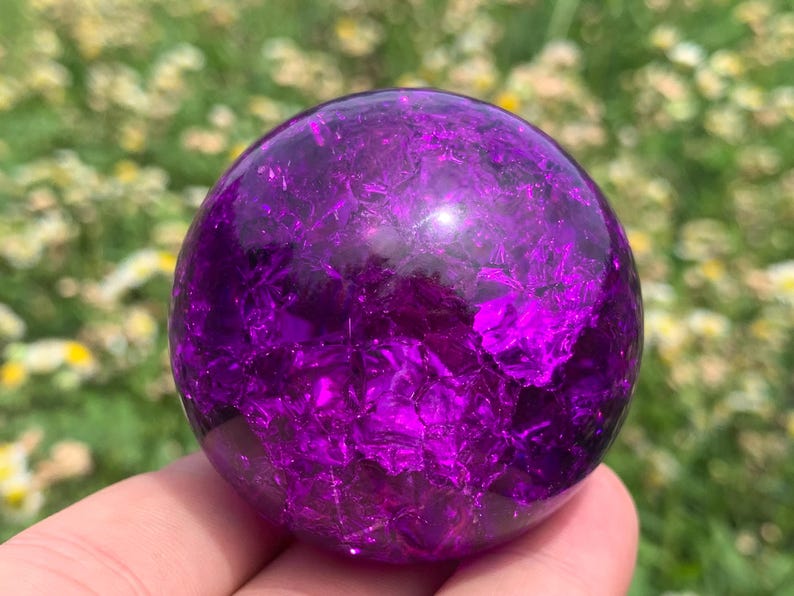 1.9''+ Magical Purple Aura Crackle Sphere,crystal Glass Ball,quartz ...
