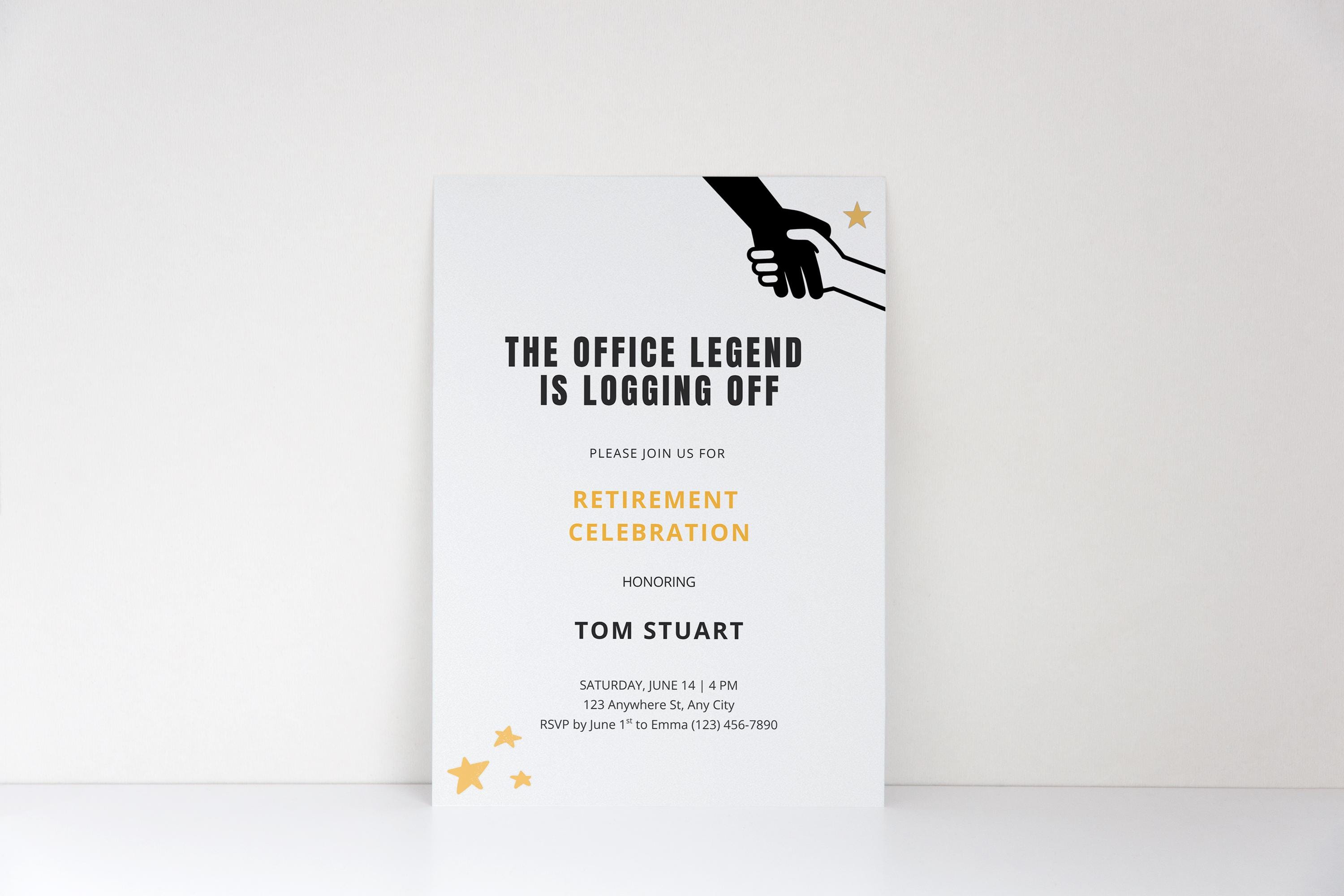 Funny Retirement Invitation – the Office Legend is Logging Off - Etsy
