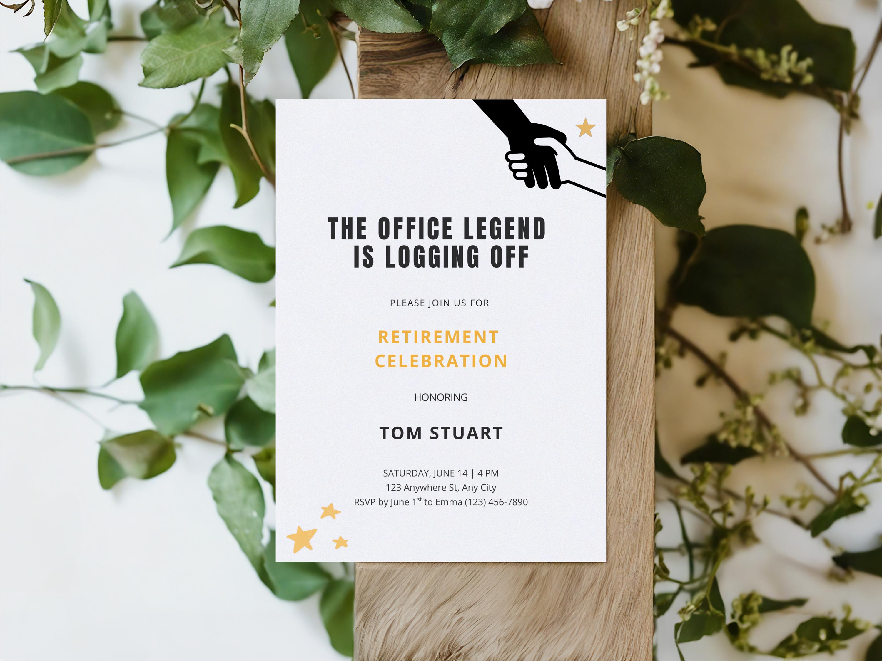 Funny Retirement Invitation – the Office Legend is Logging Off - Etsy