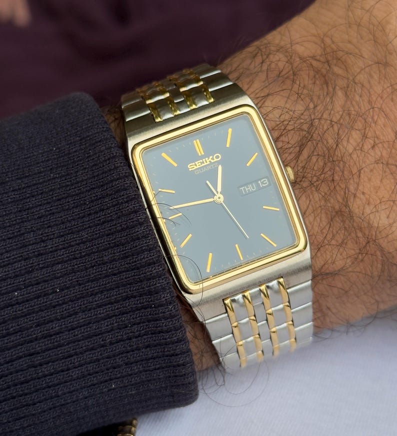 Vintage Seiko Quartz Tank Watch - Etsy