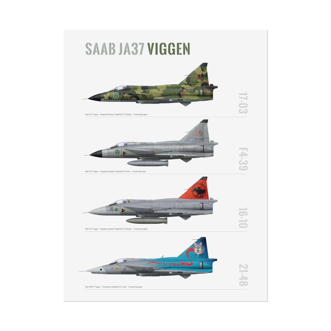 Saab Viggen Profiles - Rolled Poster - Etsy