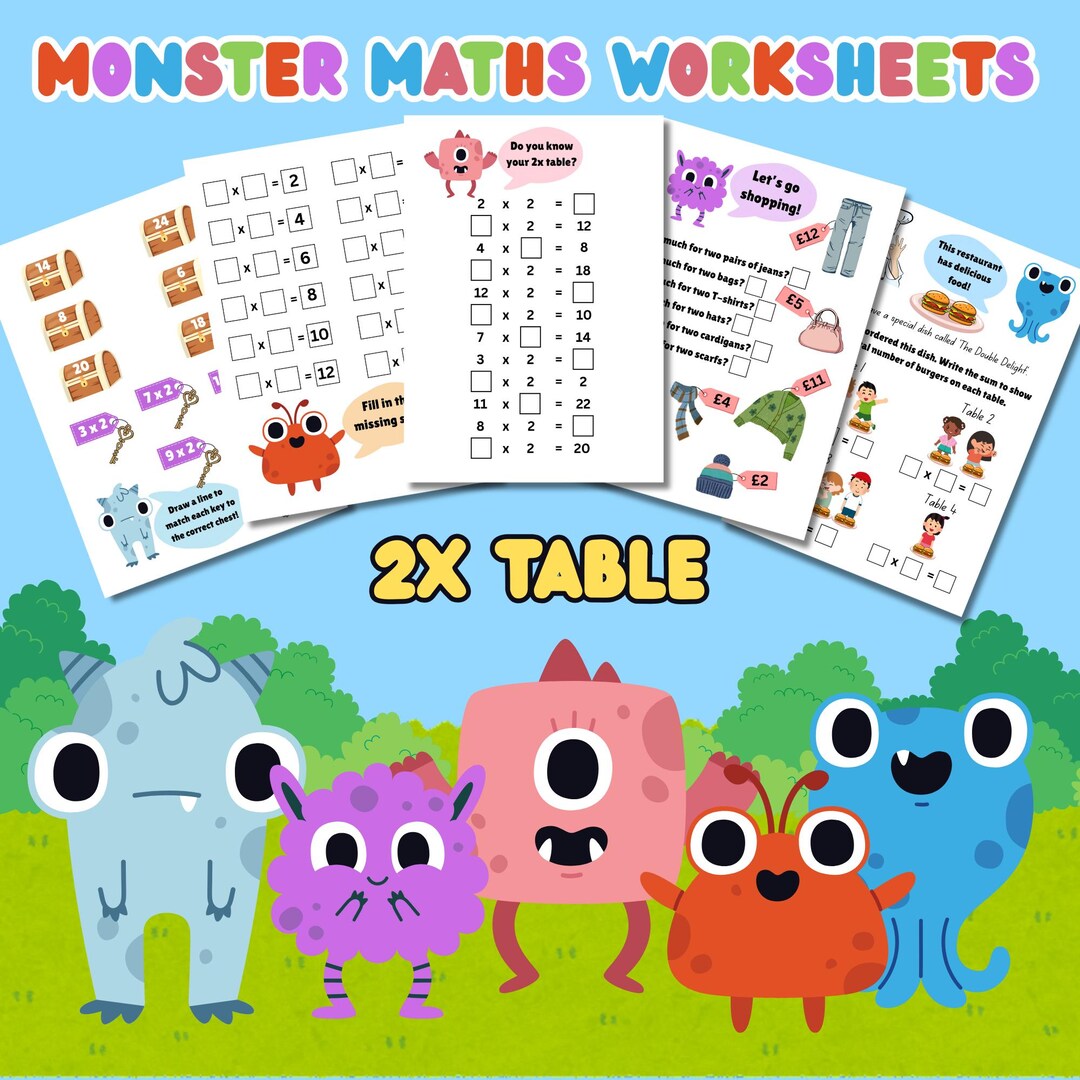 Monster Maths 2x Table Worksheets Pack | Home Schooling | Classroom ...