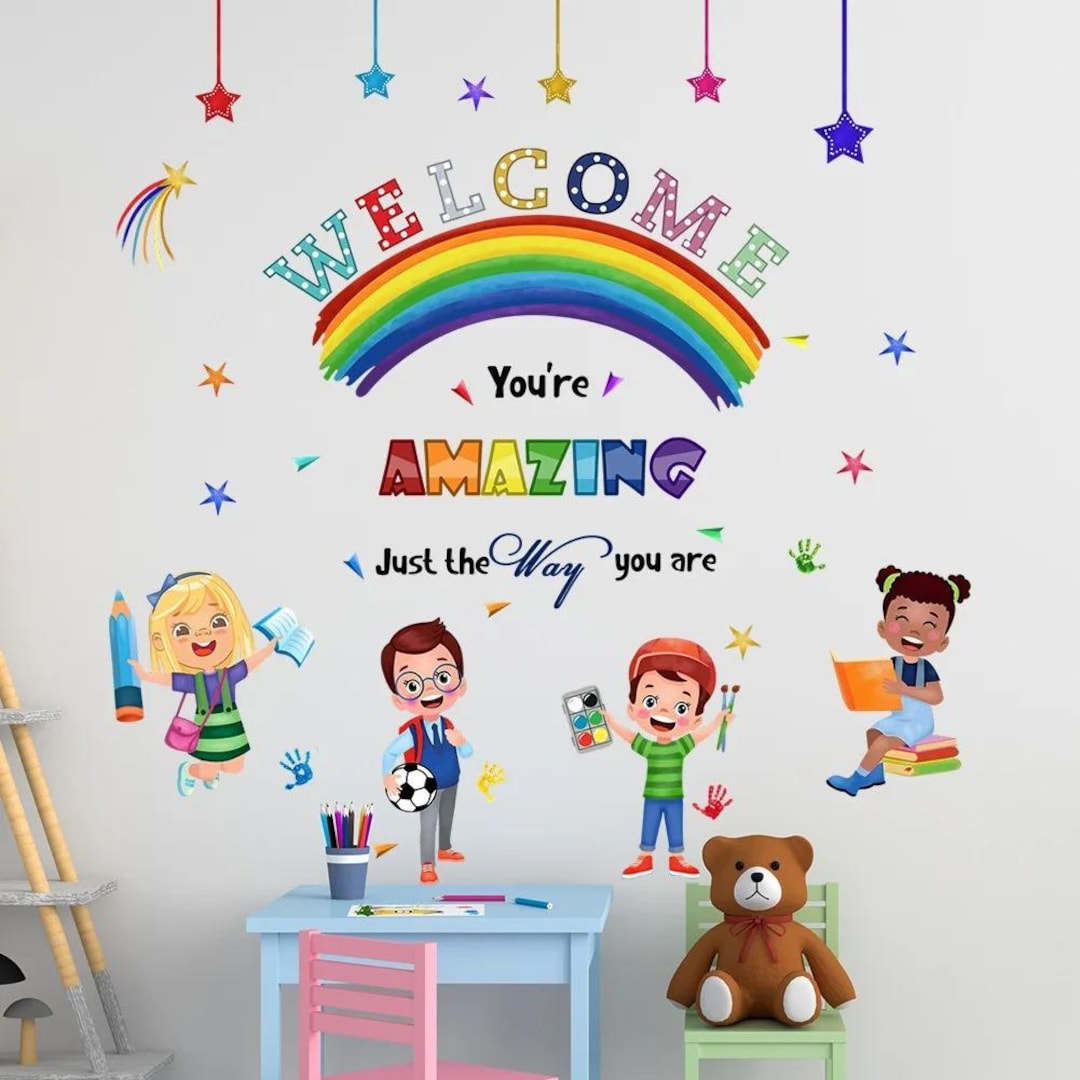 Rainbow Welcome Classroom Wall Decals: Motivational Nursery Decor - Etsy