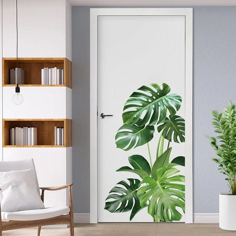Large Monstera Wall Decal, Tropical Leaf Stickers, Green Leaves Plant ...