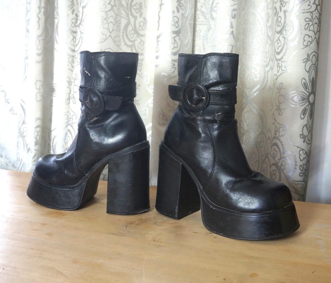 Vintage Black Mega Platform Cyber Rave Ankle Boots Size Us9 Uk7 Euro40 ...