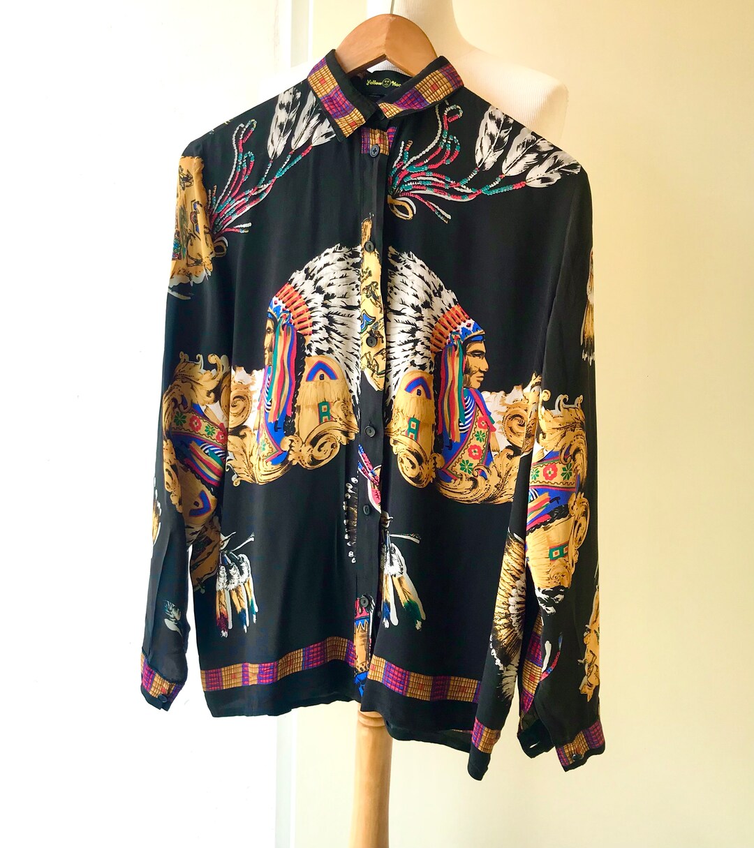 Vintage Western Long Sleeve Mens Womens Blouse With Images of Native ...
