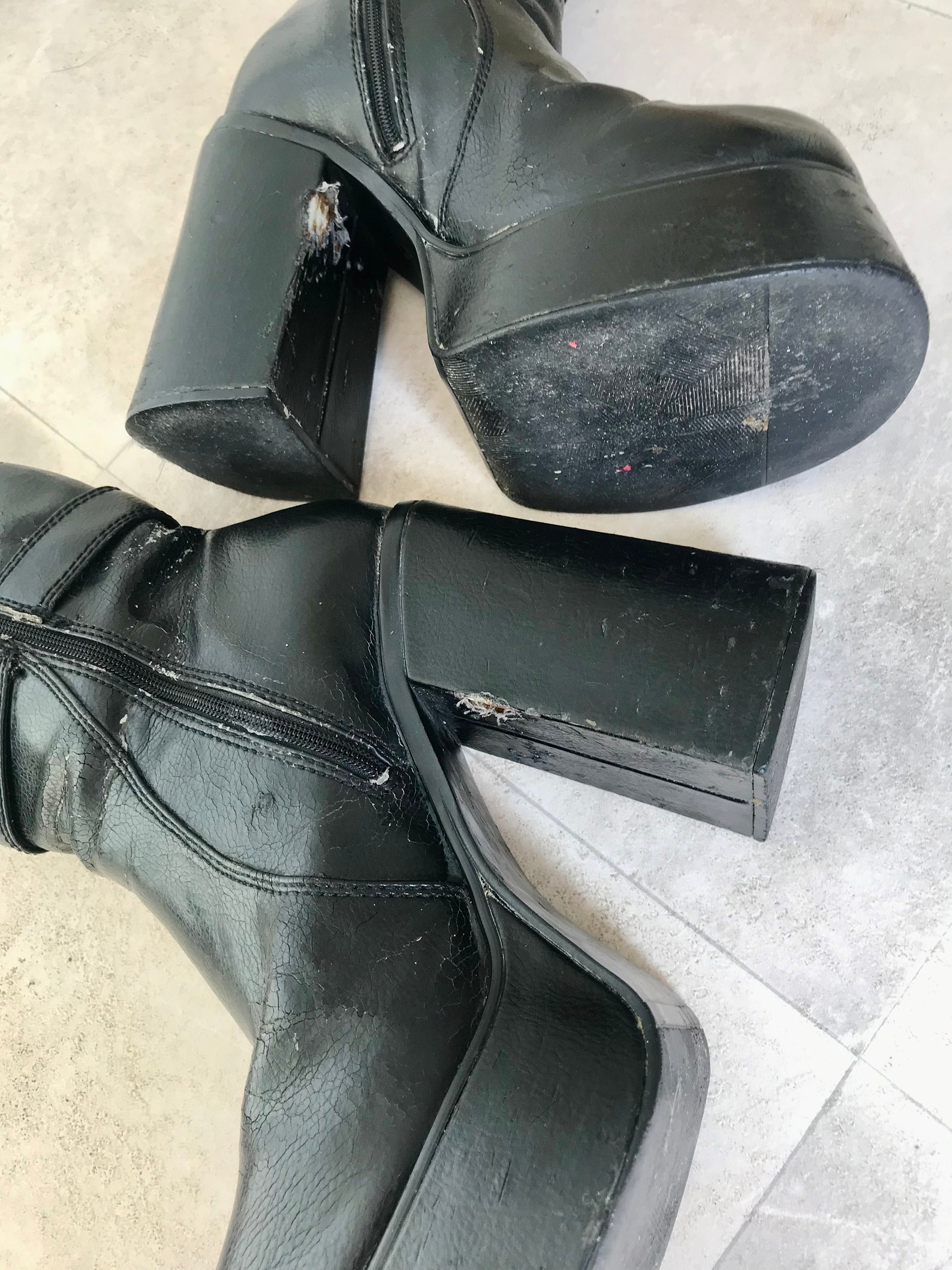 Vintage Black Mega Platform Cyber Rave Ankle Boots Size Us9 Uk7 Euro40 ...