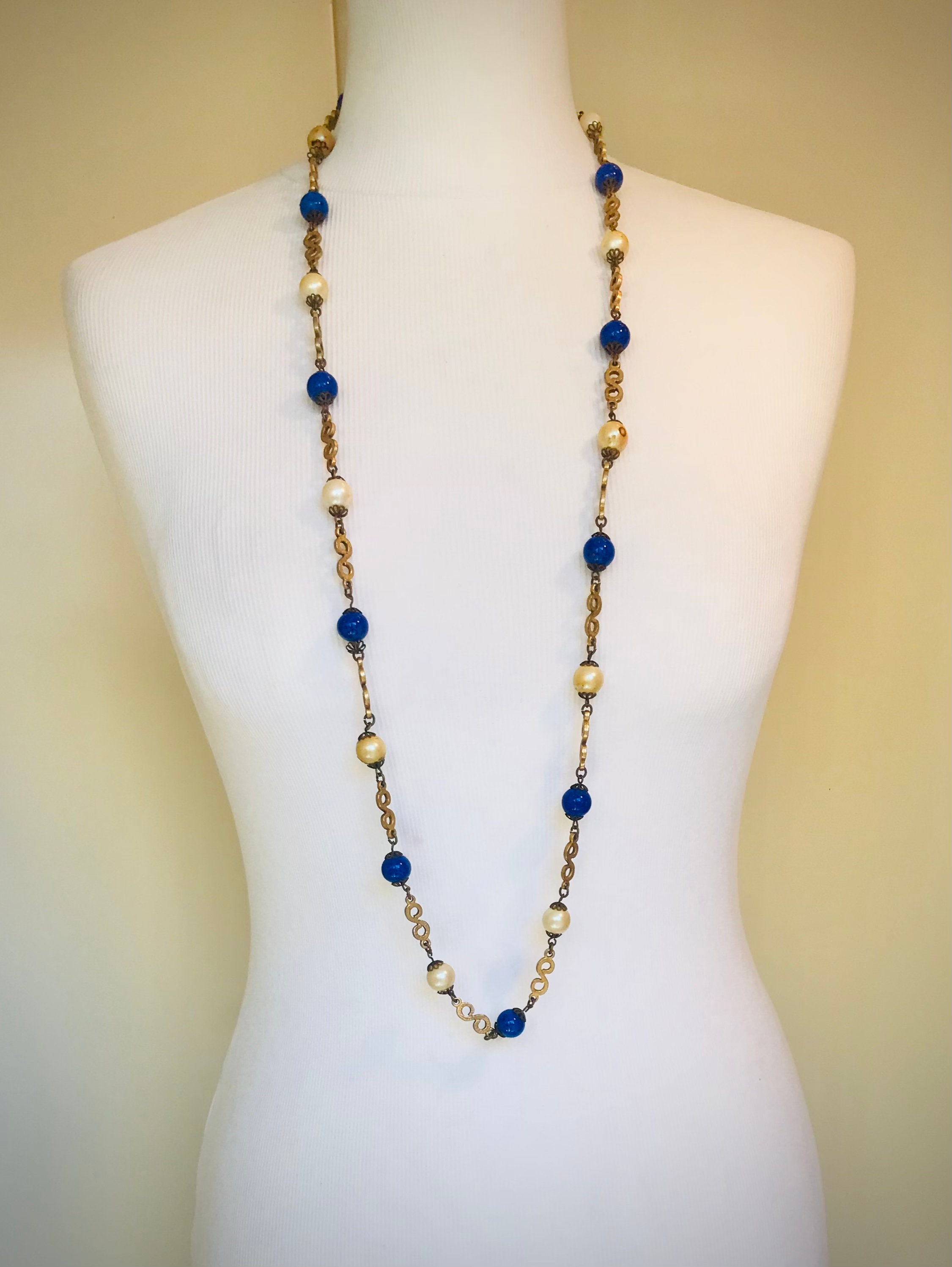 Bohemian Antique Vintage Lapis Lazuli Pearl Czech Glass Filigree Gilded ...