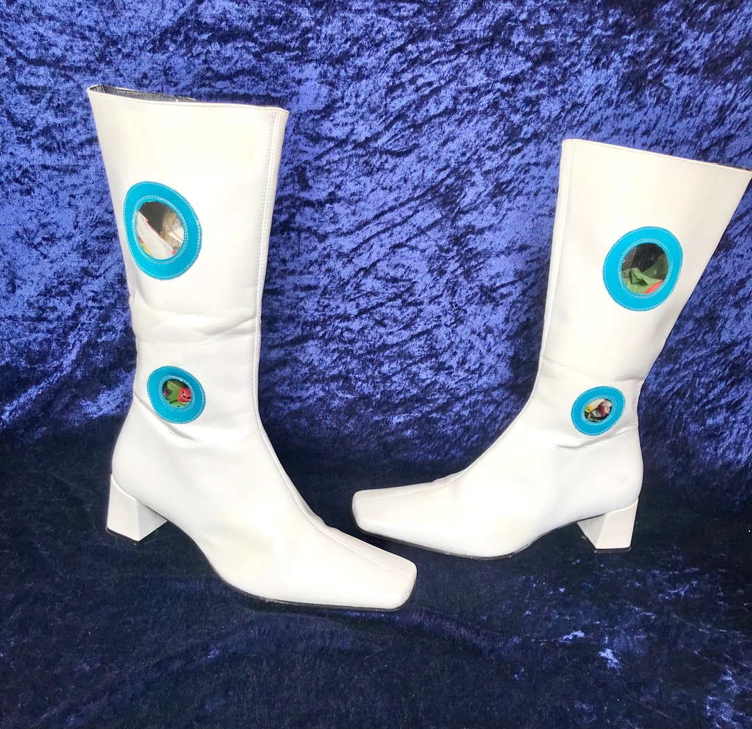 Rare Vintage 90s Does 60s White Mod Boots Square Nose SIZE Uk6-7 Us8-9 - Etsy Canada