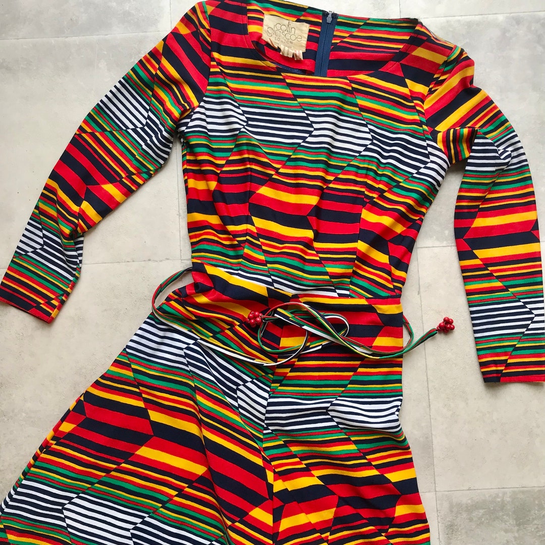 1970s Colin Glascoe Graphic Print Vintage Maxi Designer Dress Size S - Etsy