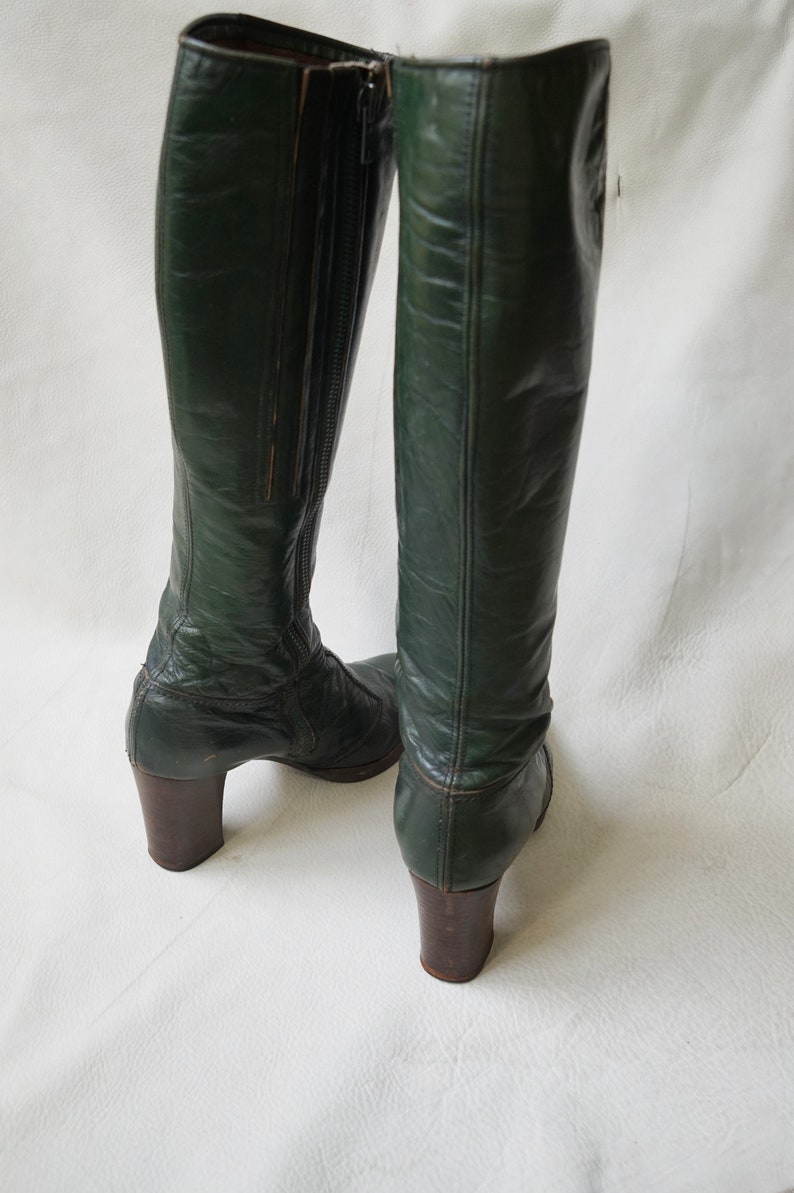 Vintage 60's or 70's Green Leather Gogo Boots - Etsy