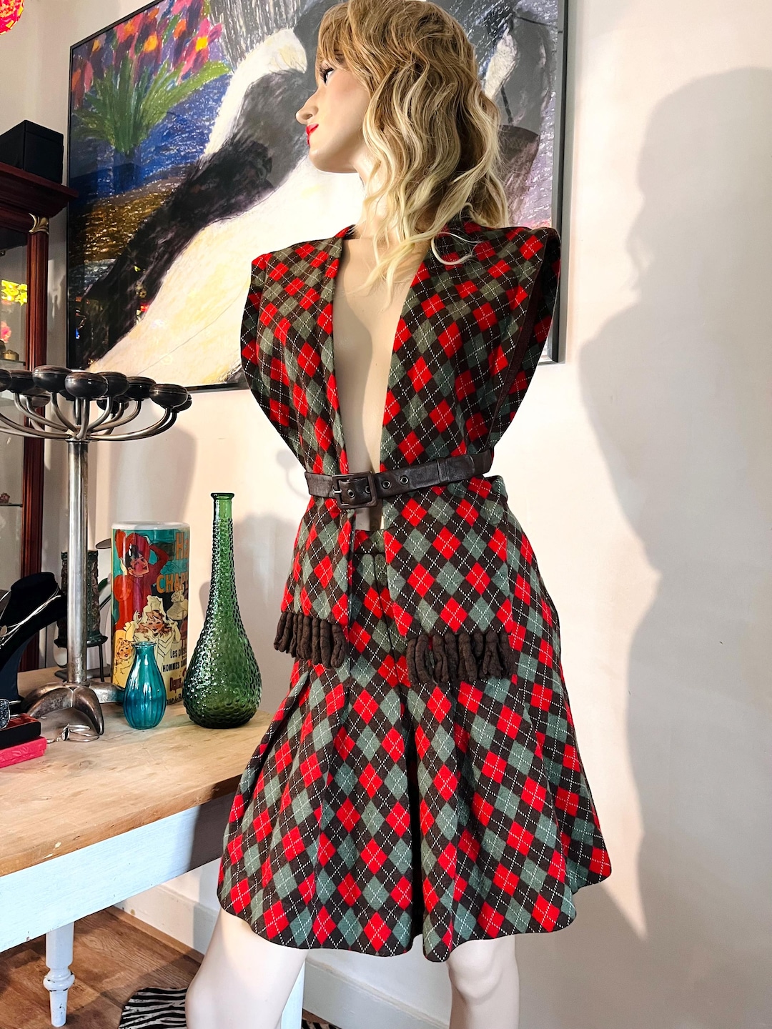 1970s Aled Couture Israeli Designer Vintage Wool Pleated Skirt + Top ...