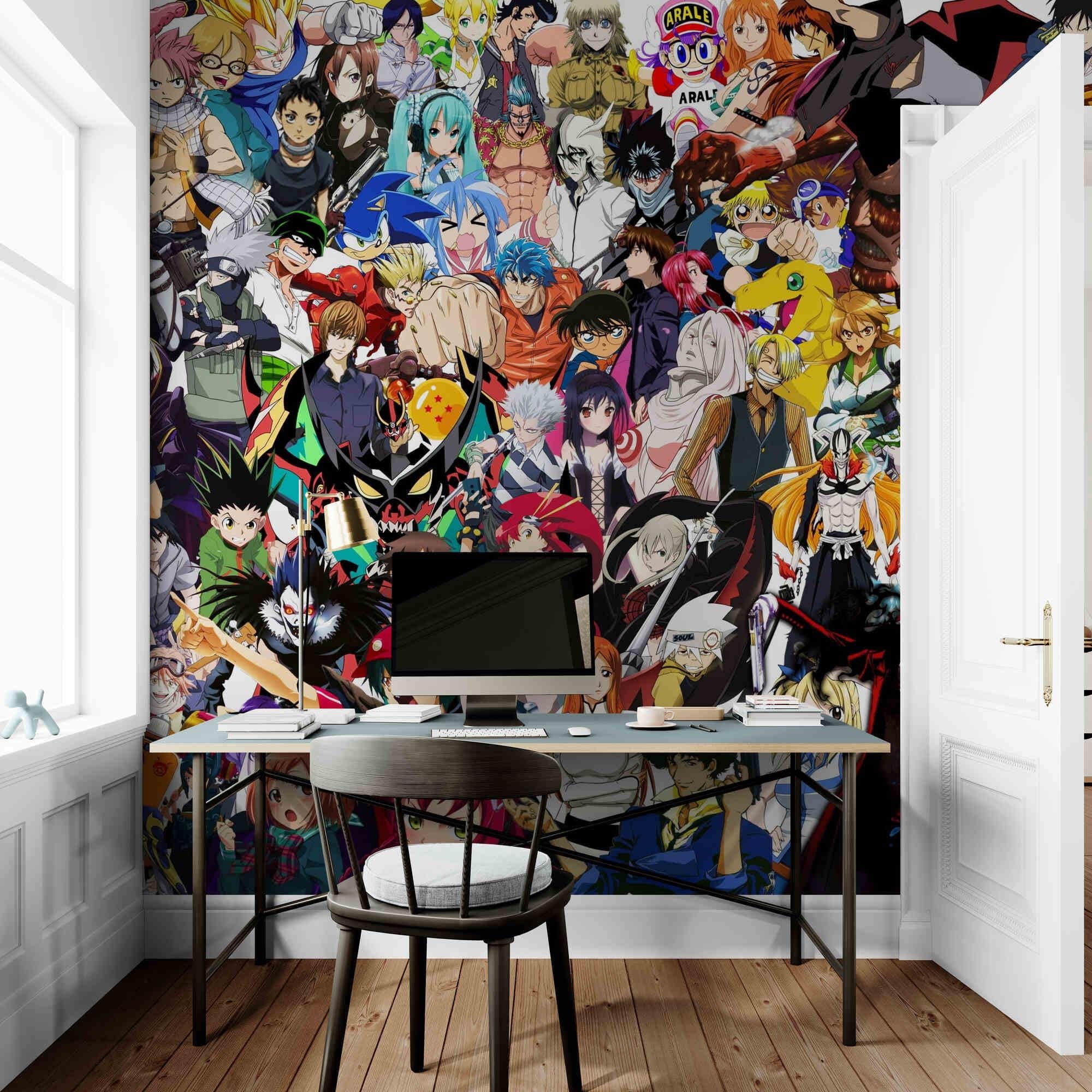 Anime Characters Wallpaper Mural – Peel and Stick Otaku Wall Art - Etsy