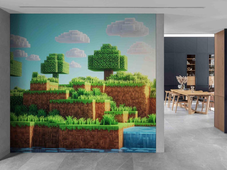 Gaming Pixel Art Wallpaper Mural, Kids Room Decor, Peel and Stick Vinyl ...