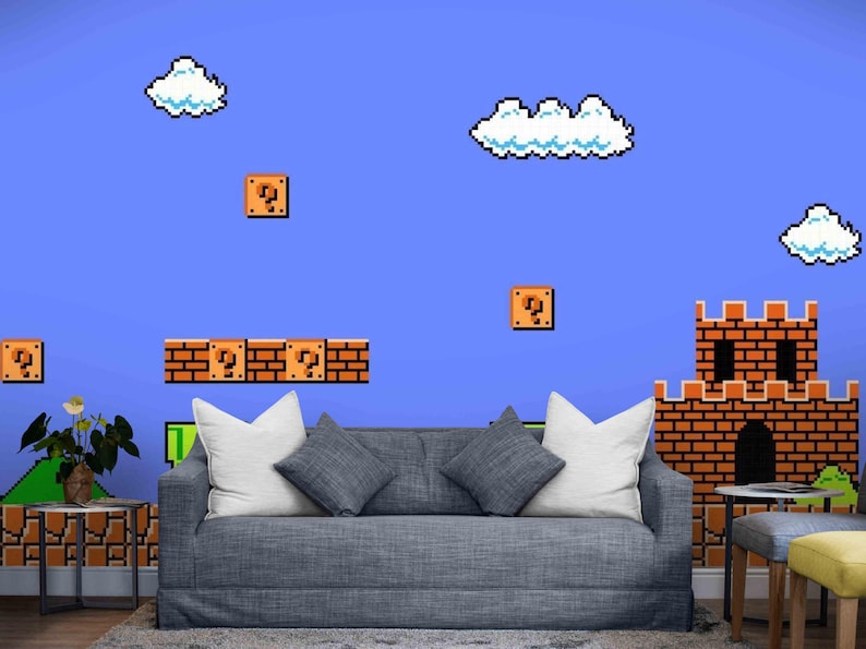 Gaming Room Wallpaper, Game Wall Mural, Peel and Stick Mural, Retro ...