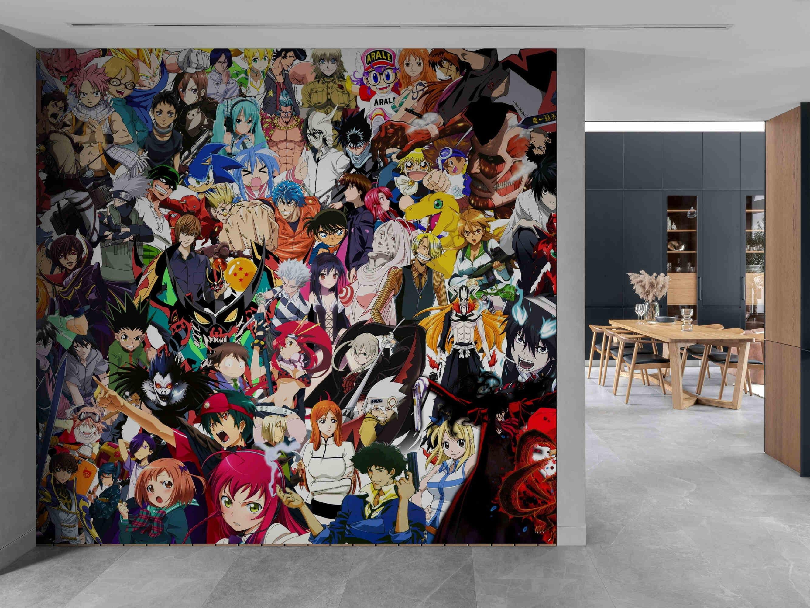 Anime Characters Wallpaper Mural – Peel and Stick Otaku Wall Art - Etsy