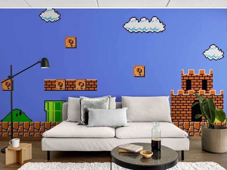 Gaming Room Wallpaper, Game Wall Mural, Peel and Stick Mural, Retro ...
