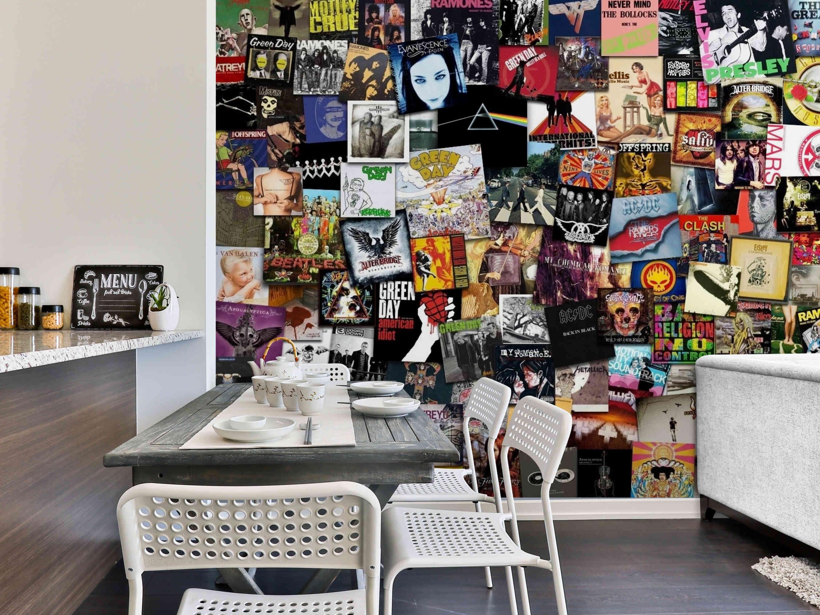 Rock Band Wallpaper, Music Wall Mural, Peel and Stick Mural, Punk Album ...