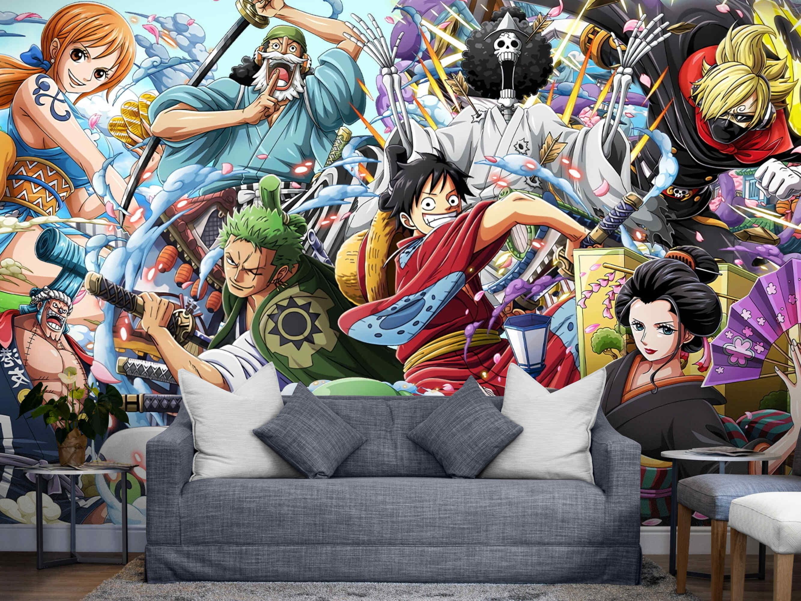Japanese Anime Wall Mural – Colorful Manga Peel & Stick Wallpaper ...