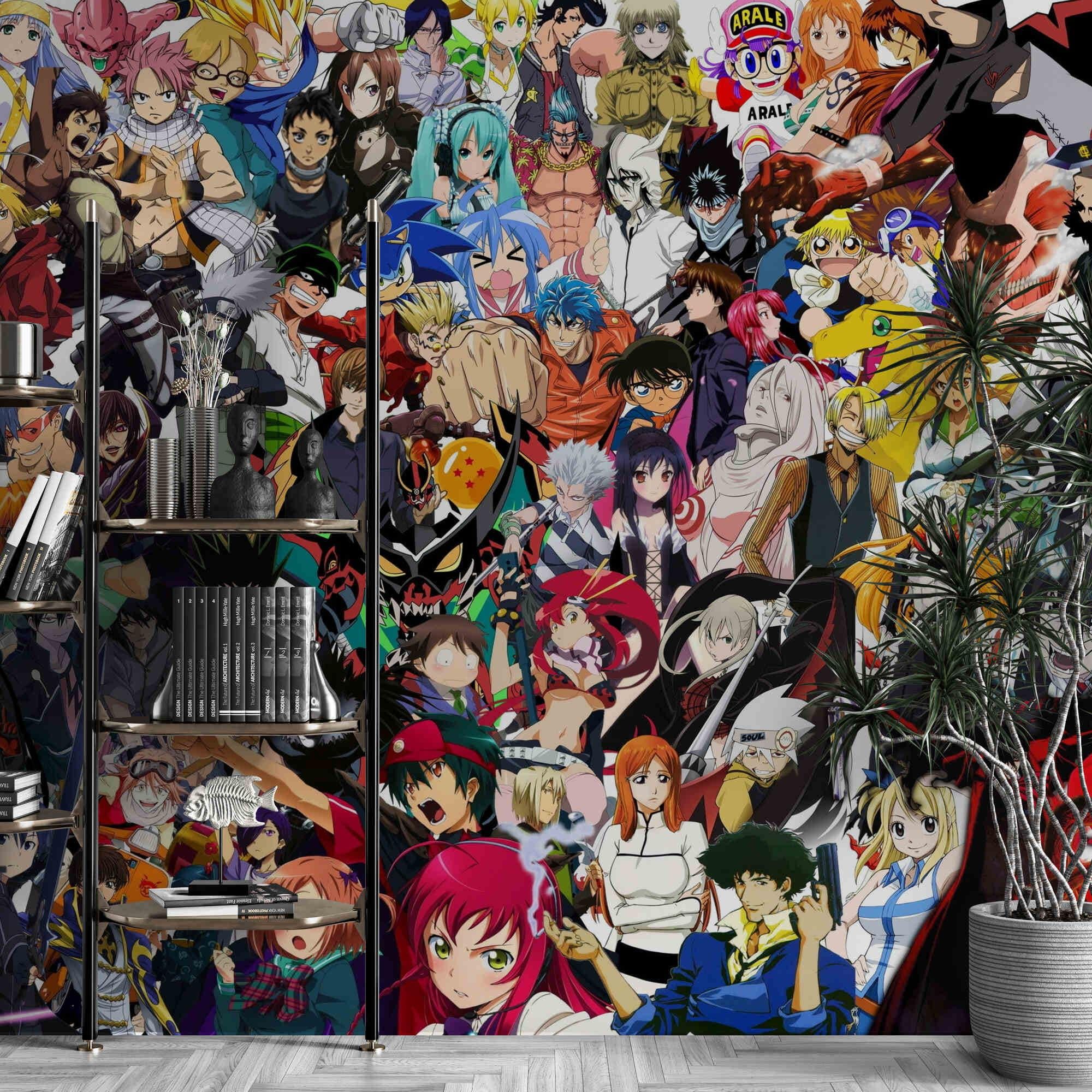 Anime Characters Wallpaper Mural – Peel and Stick Otaku Wall Art - Etsy