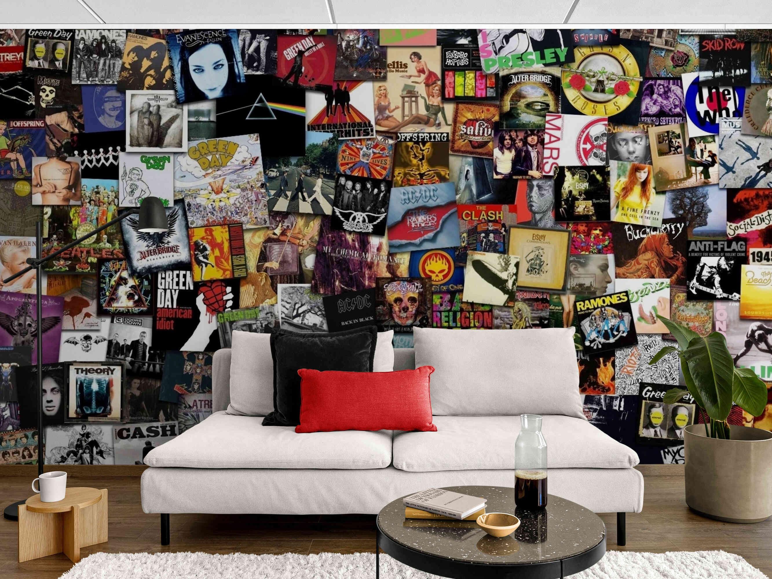 Rock Band Wallpaper, Music Wall Mural, Peel and Stick Mural, Punk Album ...
