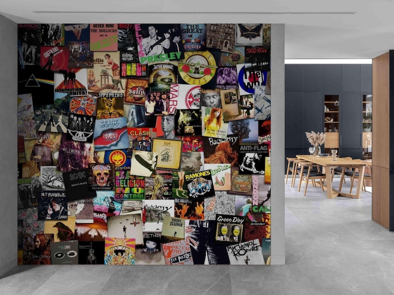Rock Band Wallpaper, Music Wall Mural, Peel and Stick Mural, Punk Album ...