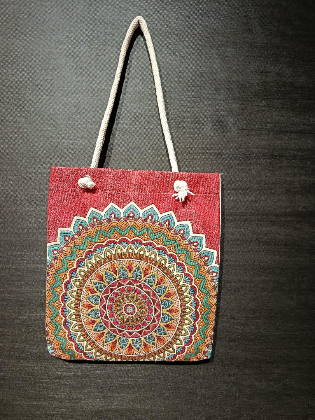 Mandala Pattern Tote Bag – Boho Gobelin Shoulder Bag – Colorful ...