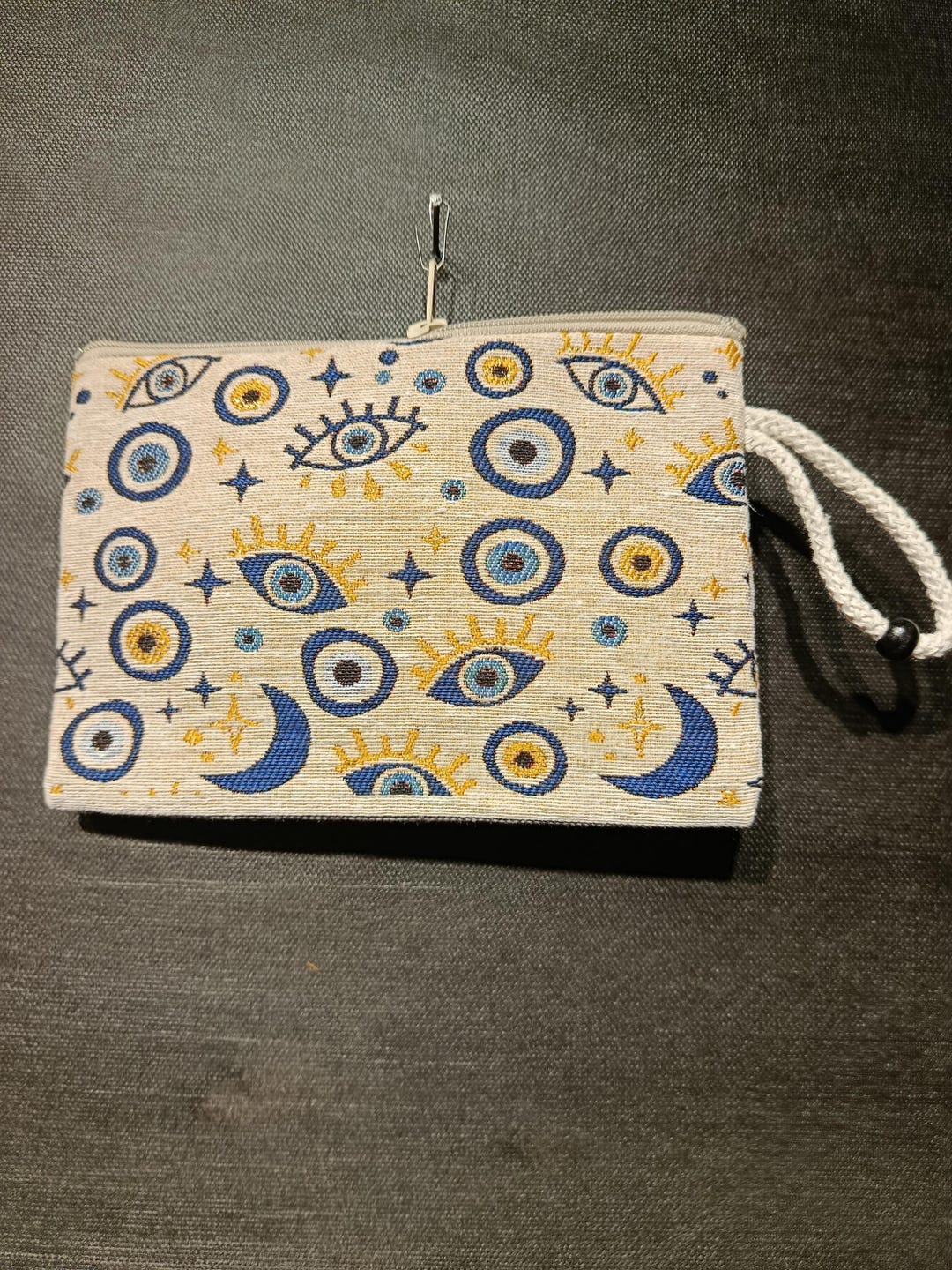 Handmade Gobelin Evil Eye Wristlet – Moon & Stars Celestial Clutch ...