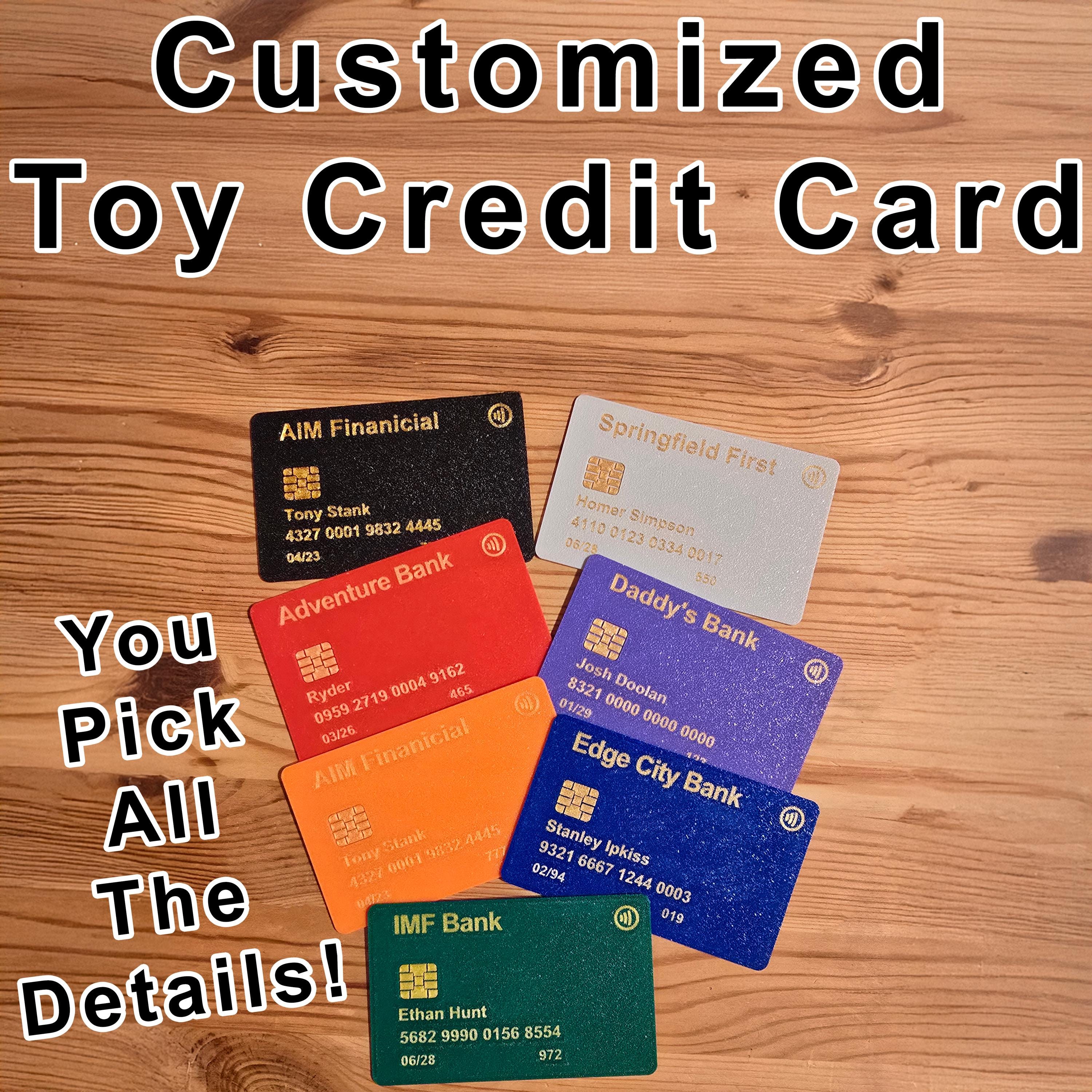 Customized Toy Credit Card - Pick Your Name, Number, Bank Name and More ...