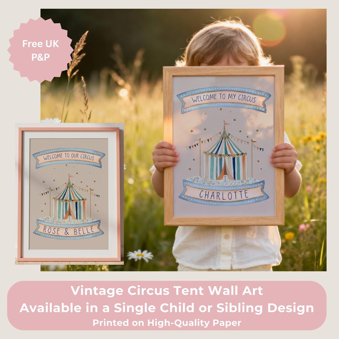 Personalized Circus Tent Print, Vintage Nursery Wall Art - Etsy