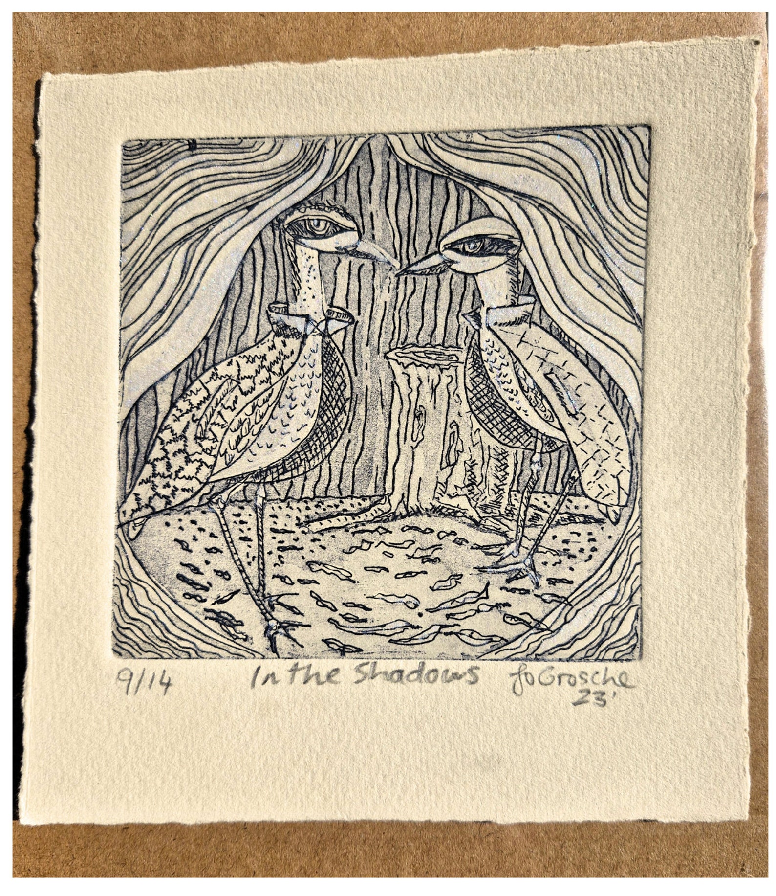 Curlew Characters, Original Intaglio Etching .'in the Shadows' Made by ...