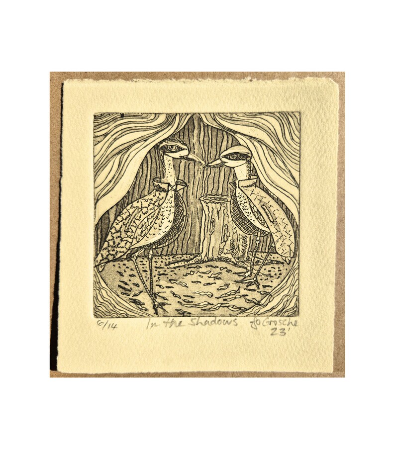 Curlew Characters, Original Intaglio Etching .'in the Shadows' Made by ...