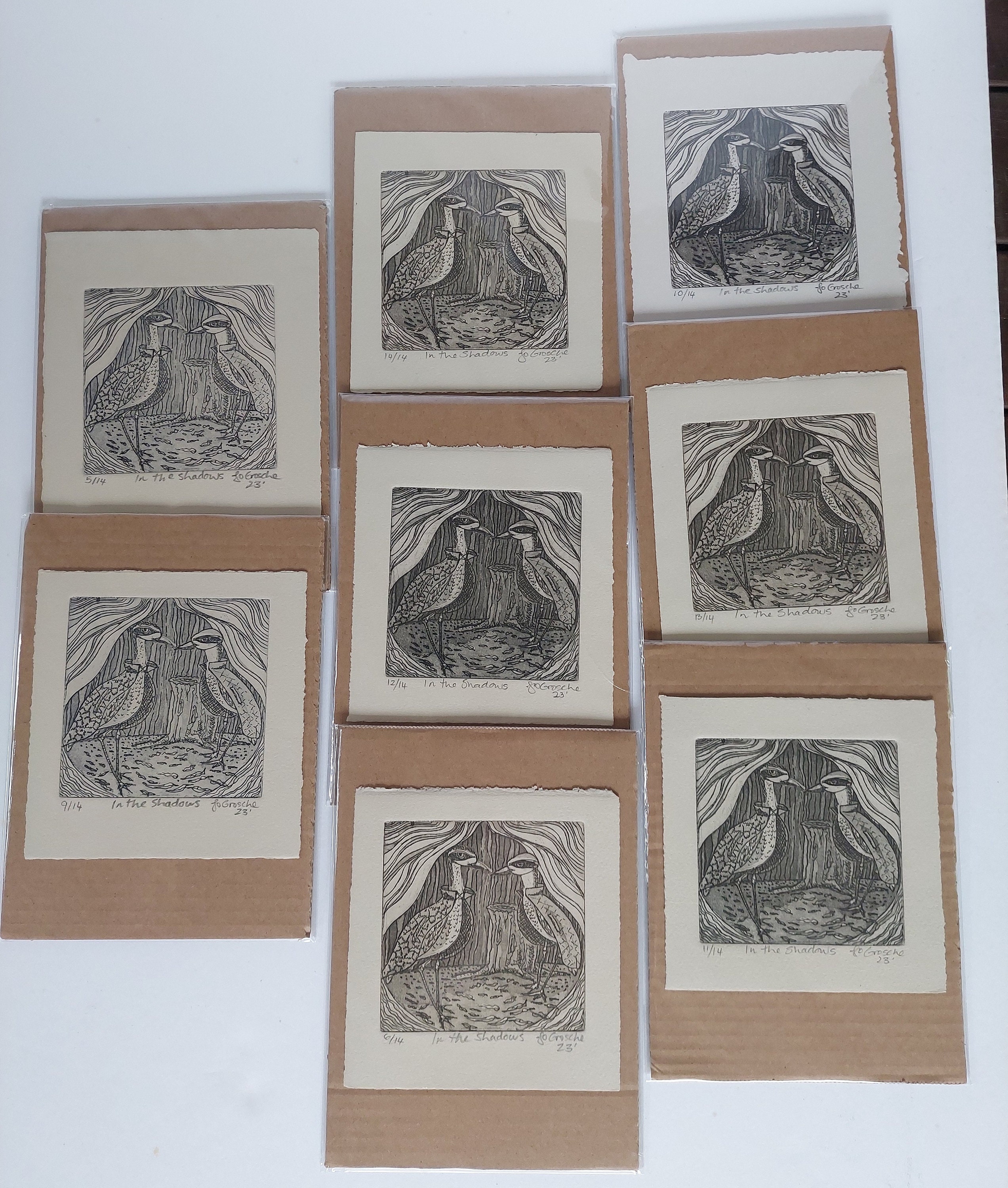 Curlew Characters, Original Intaglio Etching .'in the Shadows' Made by ...