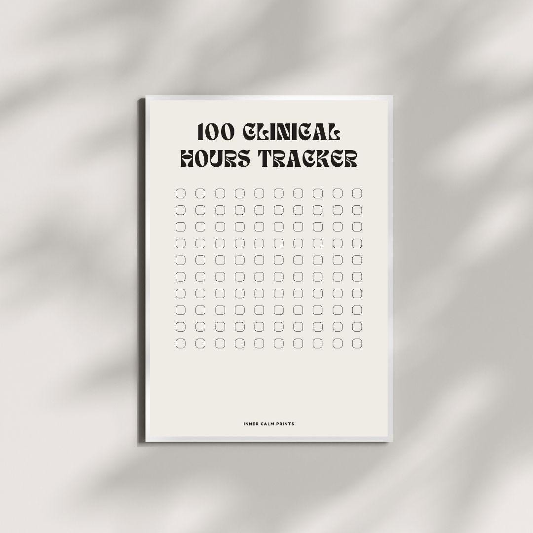 100 Clinical Hours Tracker, Therapist Client Log Sheet, Counselling ...