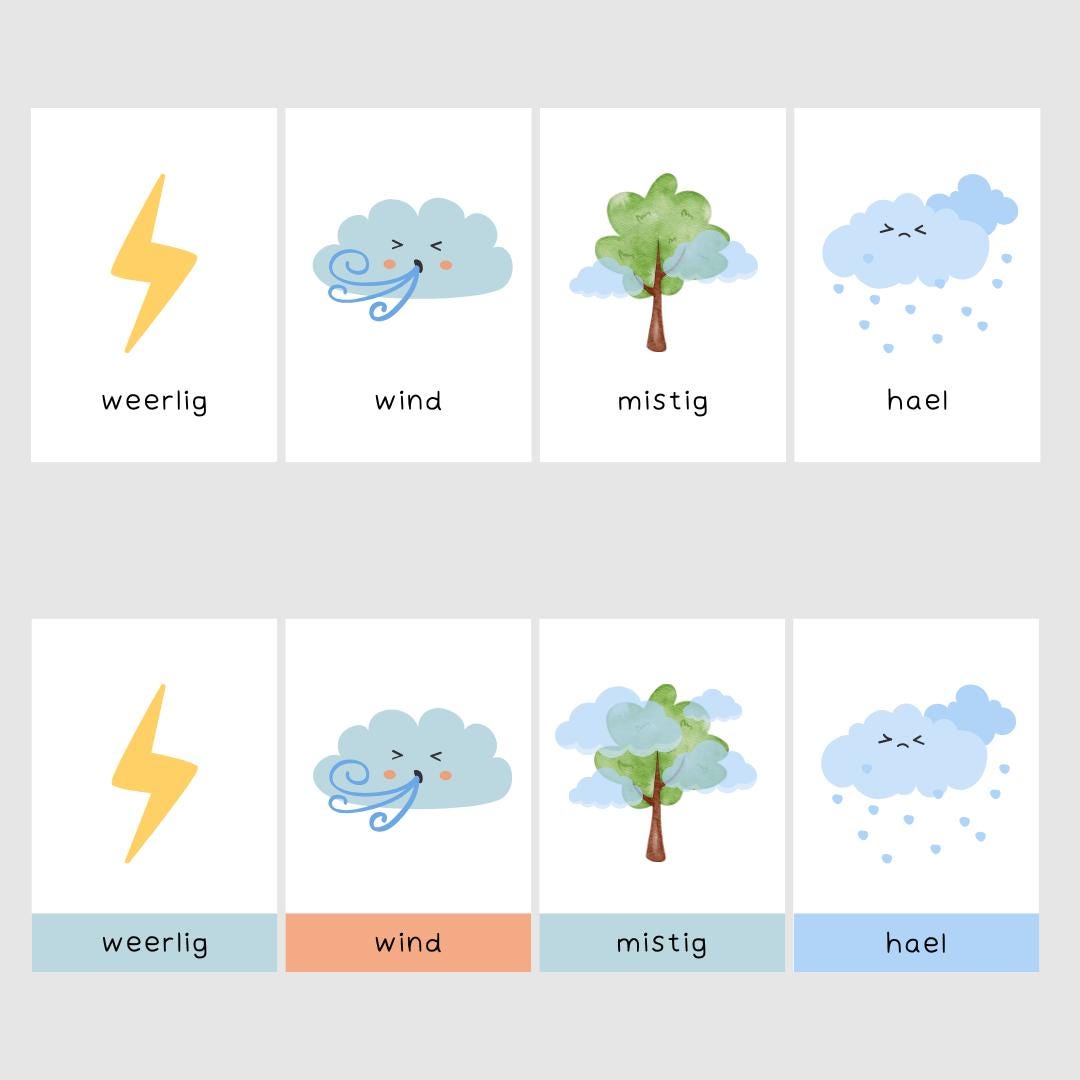 Afrikaans Weather Flashcards: Printable Learning Cards for Toddlers ...