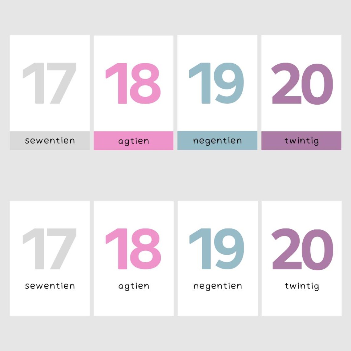 Afrikaans Number Flashcards 1-20: Printable Kids Learning Cards for ...