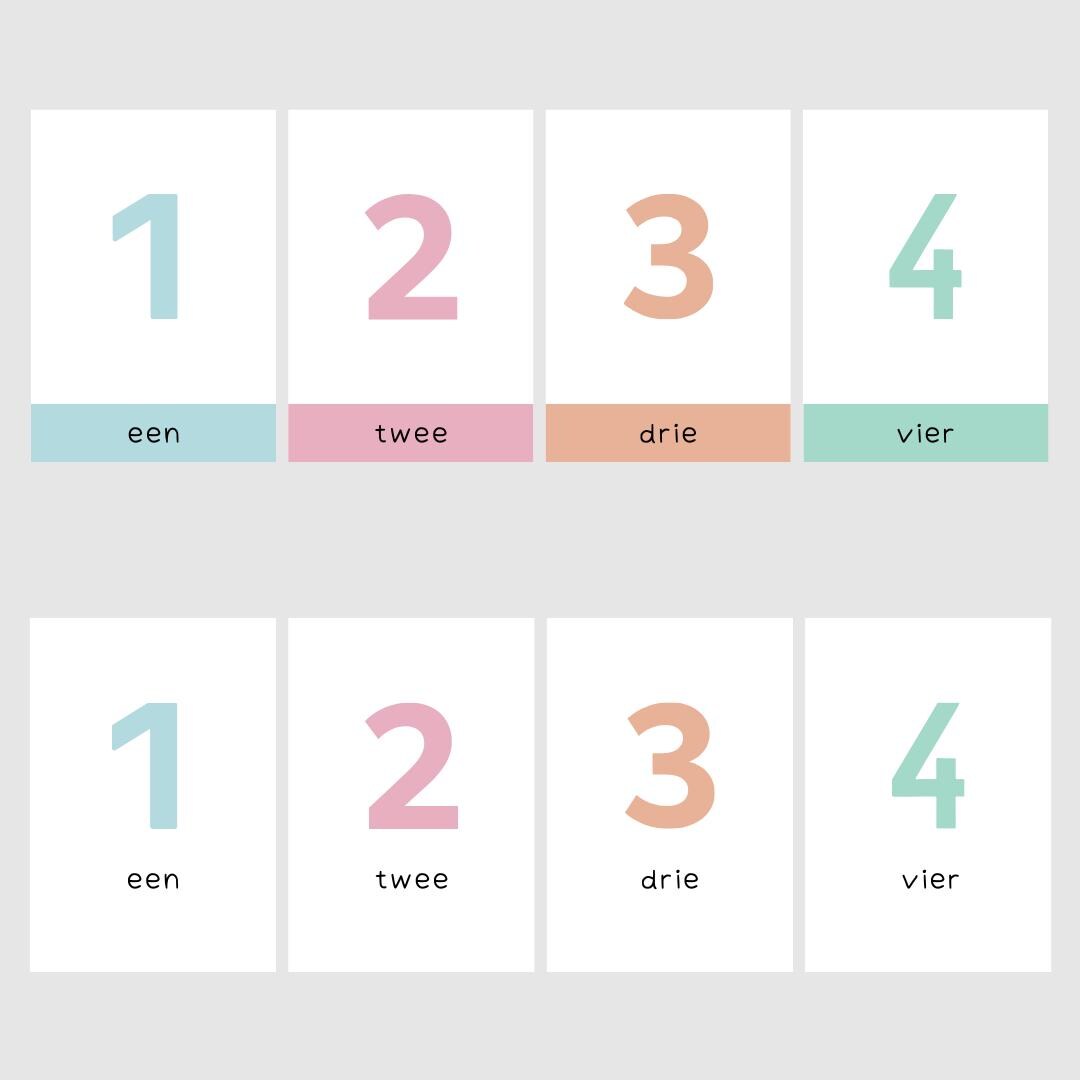 Afrikaans Number Flashcards 1-20: Printable Kids Learning Cards for ...