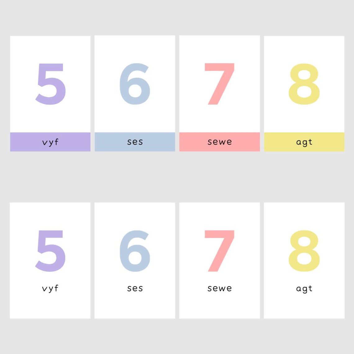 Afrikaans Number Flashcards 1-20: Printable Kids Learning Cards for ...