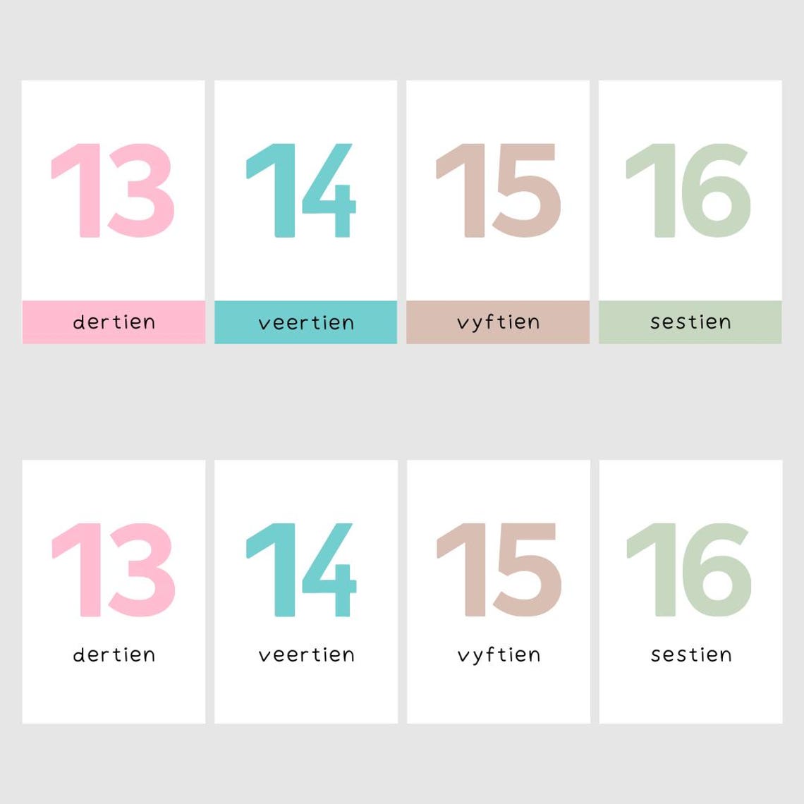 Afrikaans Number Flashcards 1-20: Printable Kids Learning Cards for ...