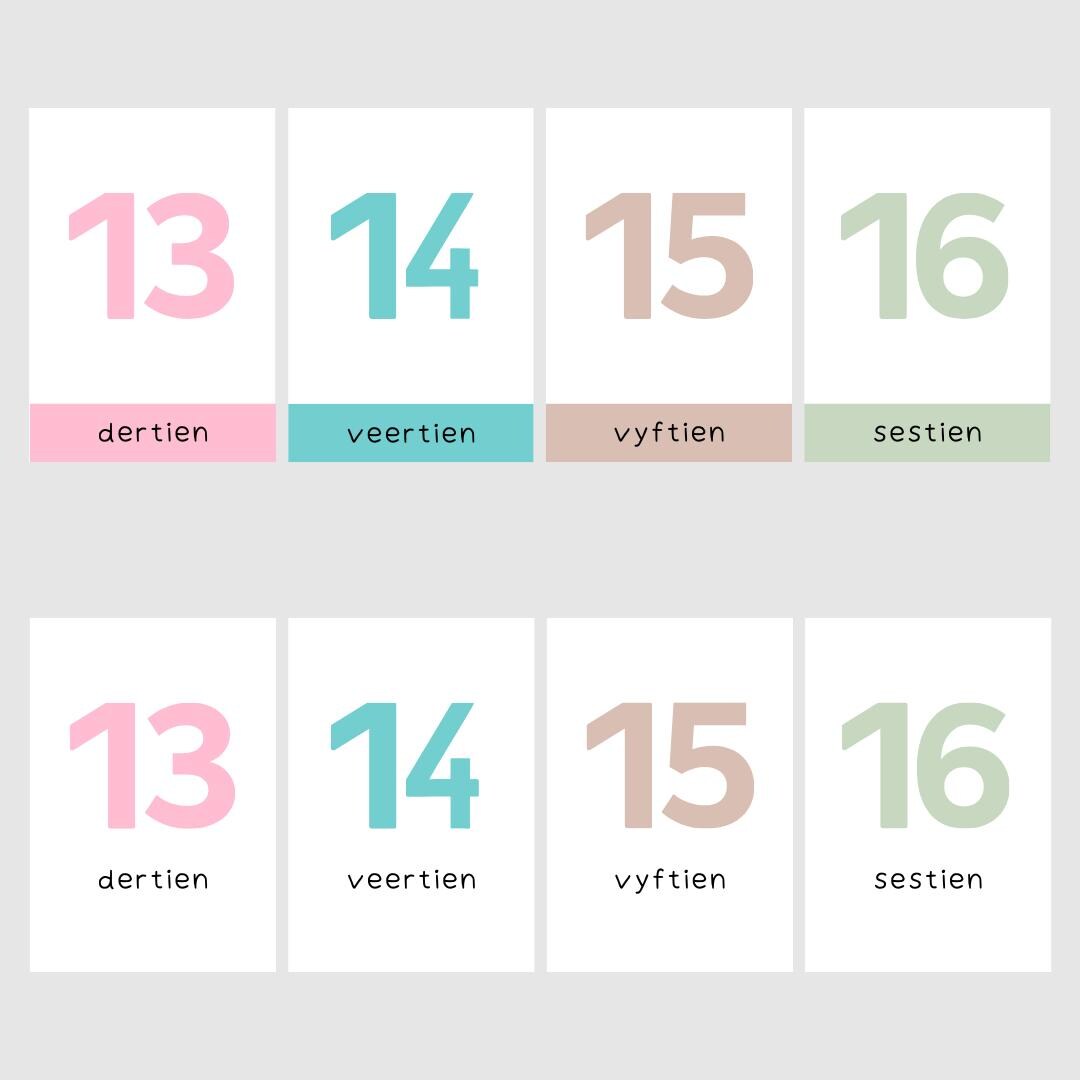 Afrikaans Number Flashcards 1-20: Printable Kids Learning Cards for ...