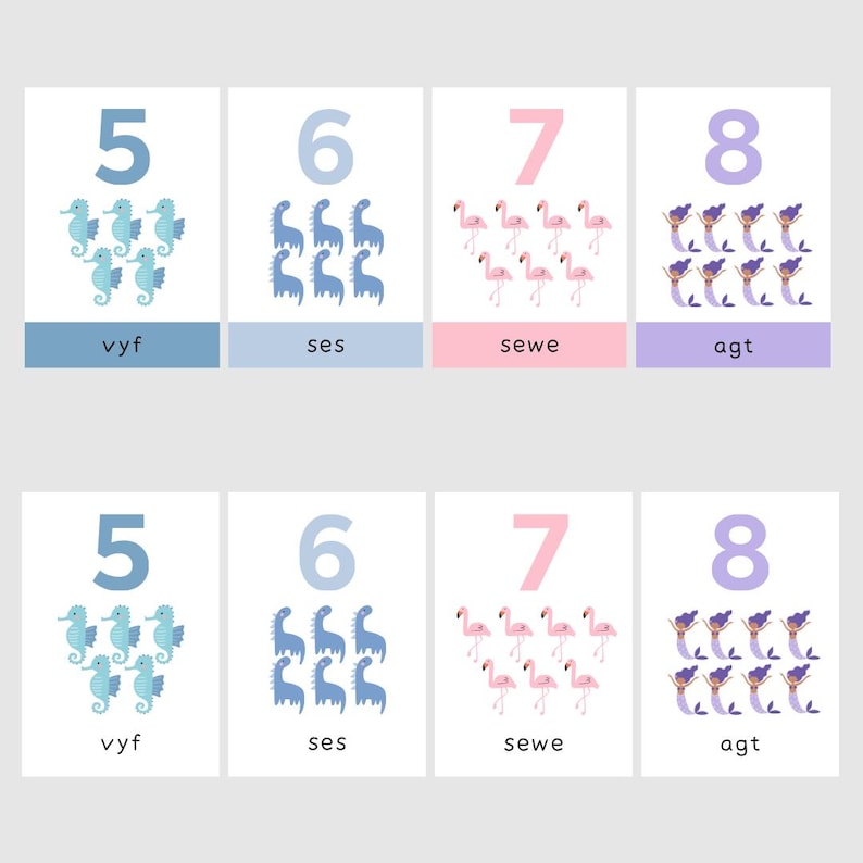Afrikaans Number Flashcards 1-20: Printable Learning Cards for Toddlers ...