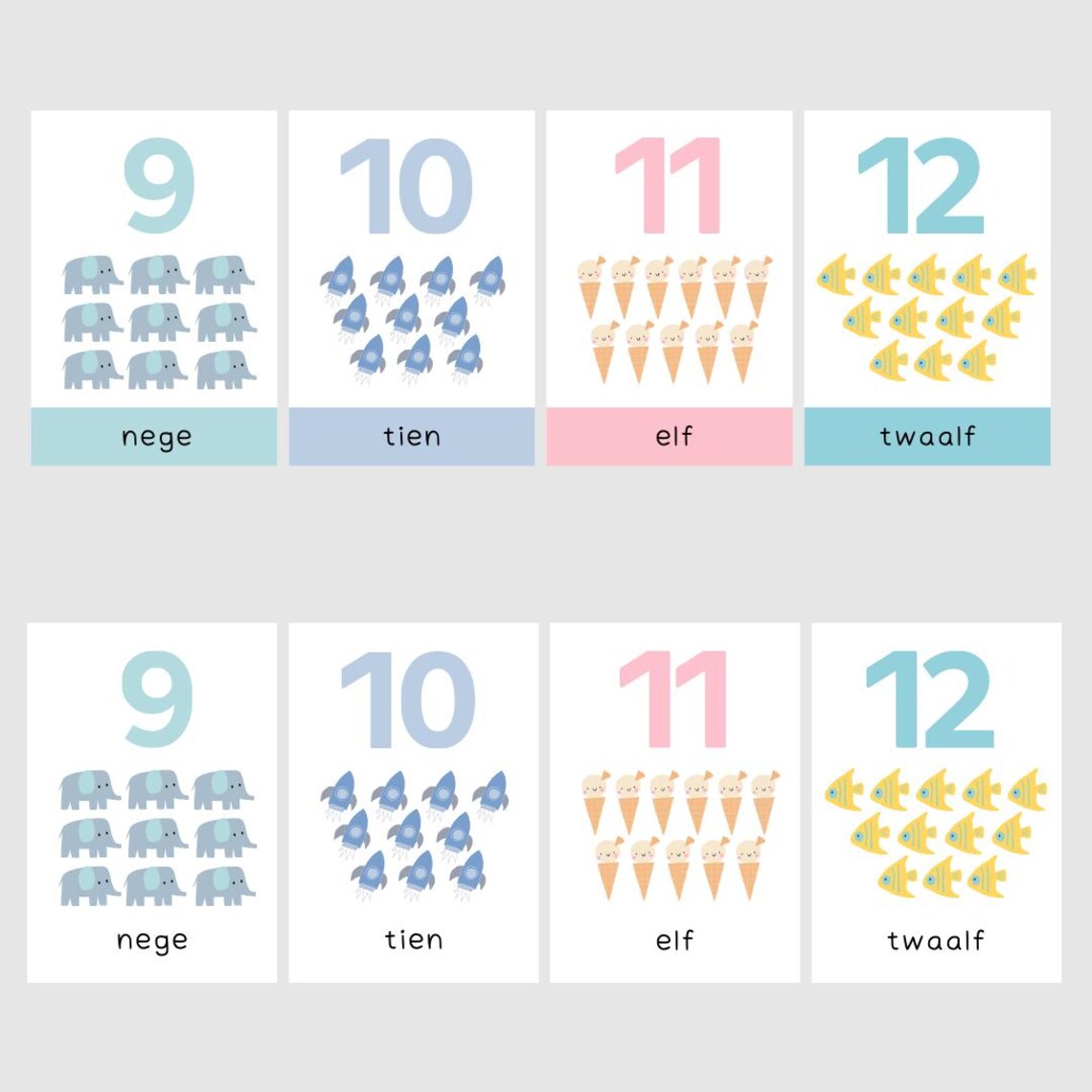 Afrikaans Number Flashcards 1-20: Printable Learning Cards for Toddlers ...