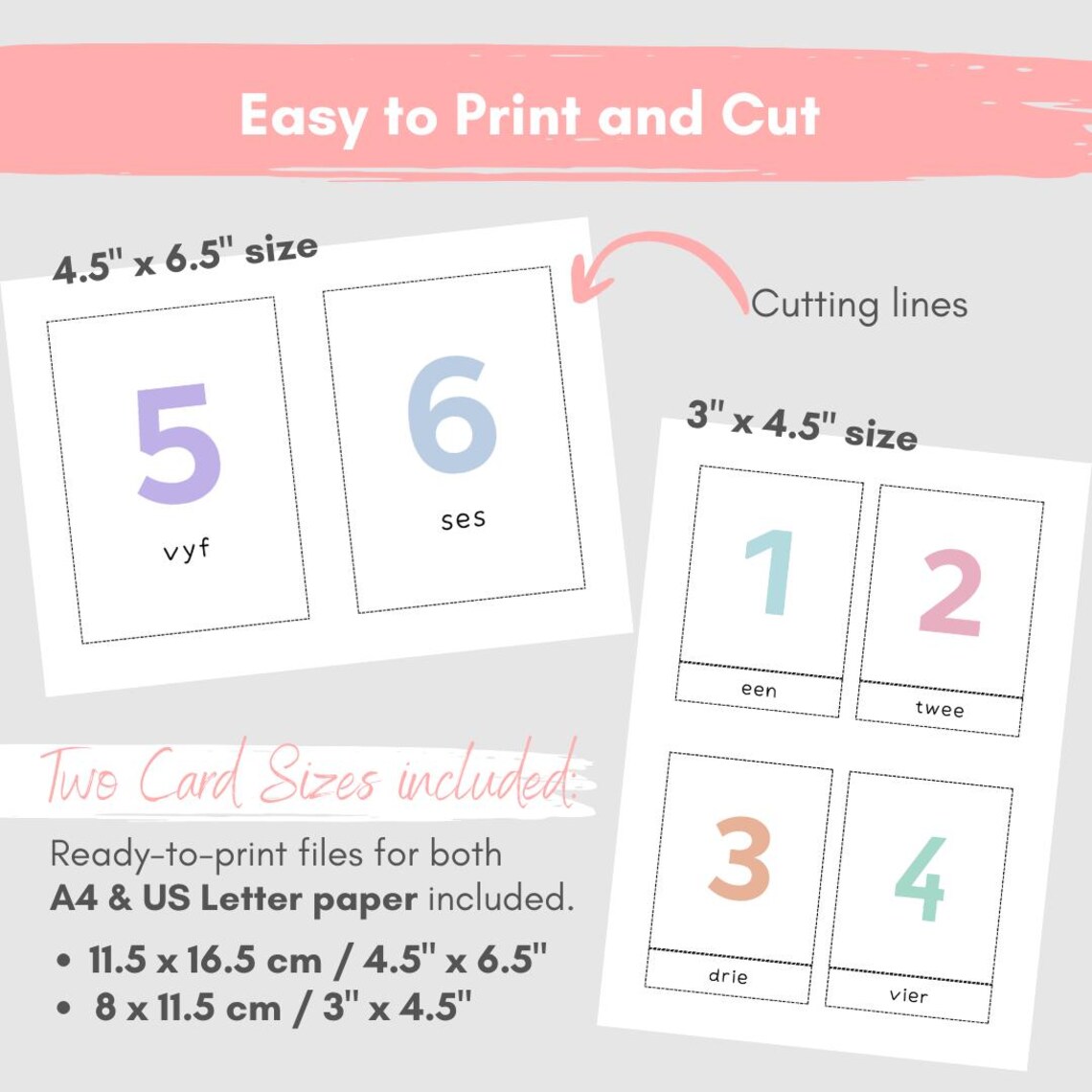 Afrikaans Number Flashcards 1-20: Printable Kids Learning Cards for ...
