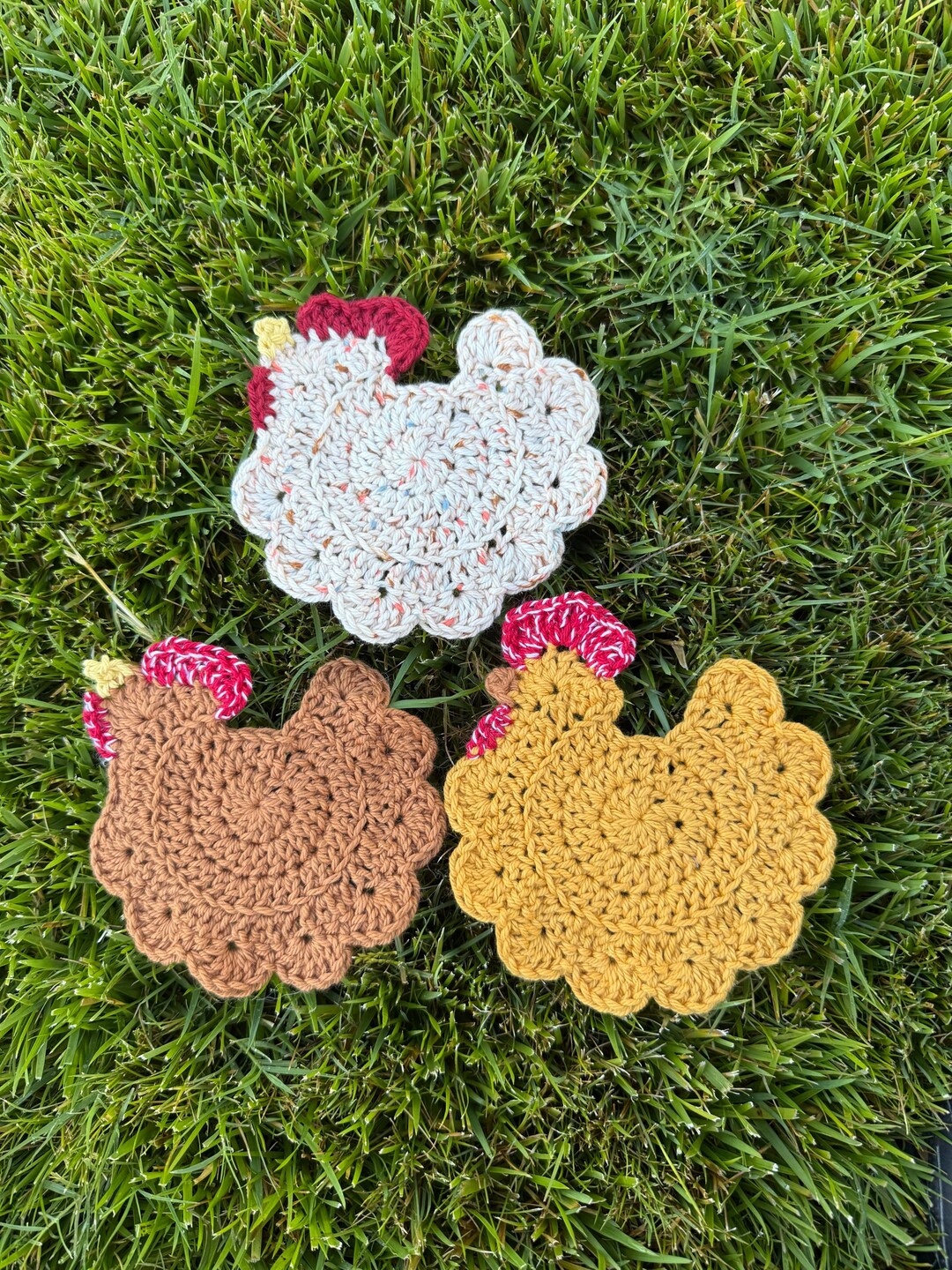 Handmade Crochet Chicken Coasters (set of 3) - Etsy