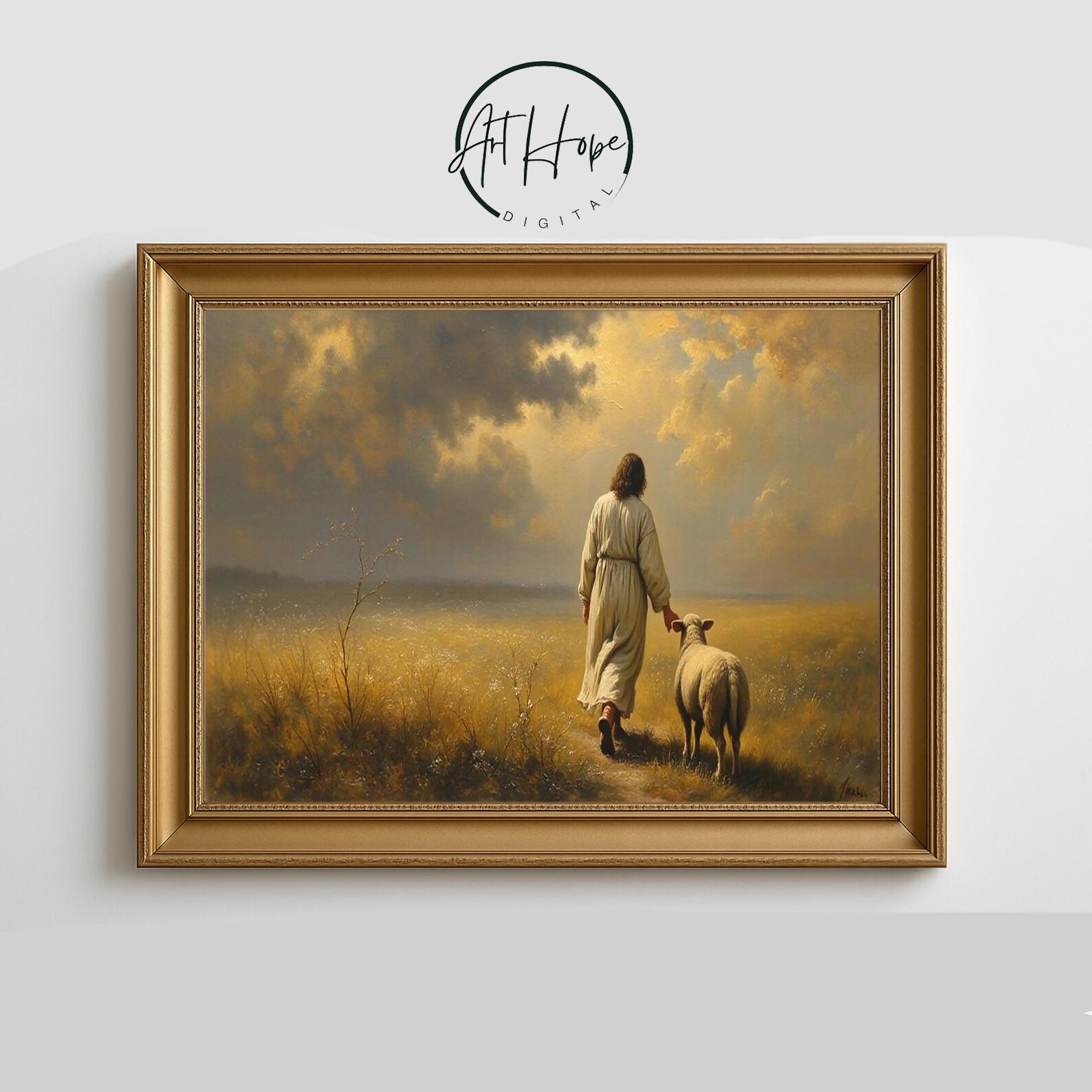 Jesus the Shepherd Rustic Oil Painting | Frame TV Art Digital Download ...
