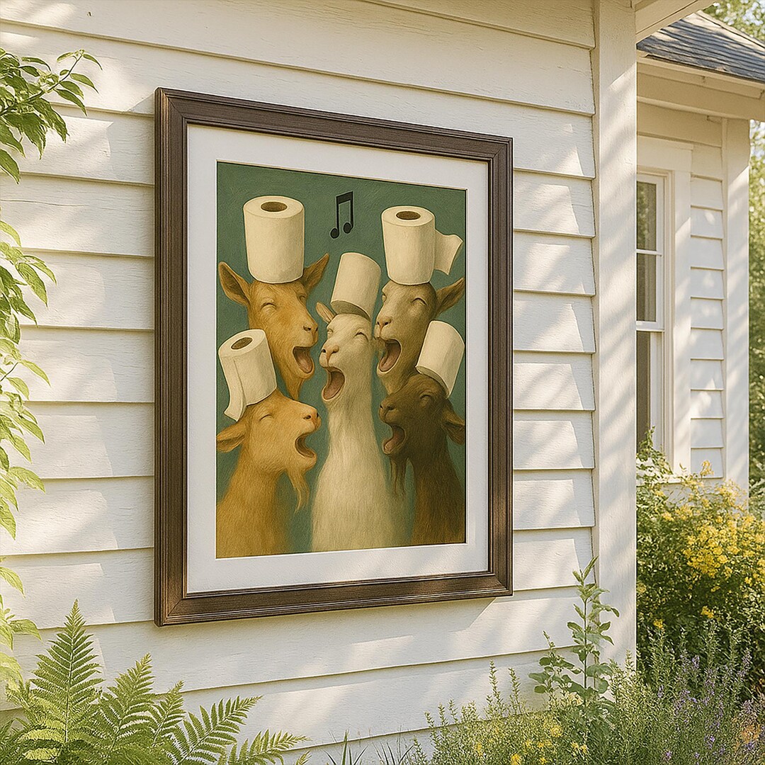 Whimsical Singing Goats Wall Art – Farmhouse Kitchen Decor With Funny ...