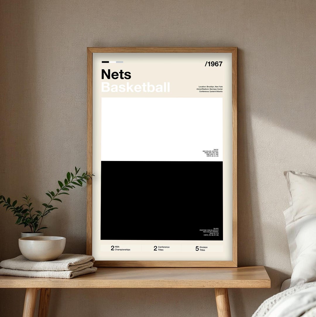 Brooklyn Nets Basketball Poster | Gifts for Nets Fans | NBA Team Color ...