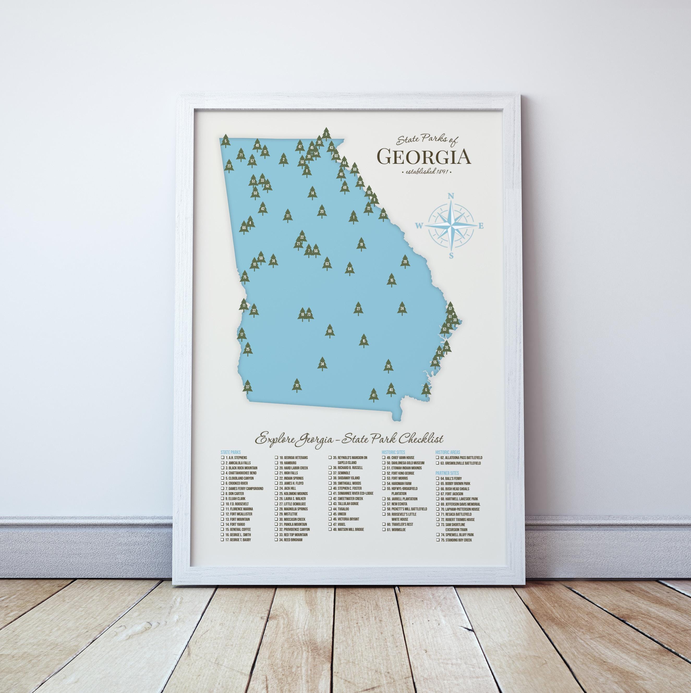 Georgia State Park Checklist Poster | Peach State Adventure Print - Etsy