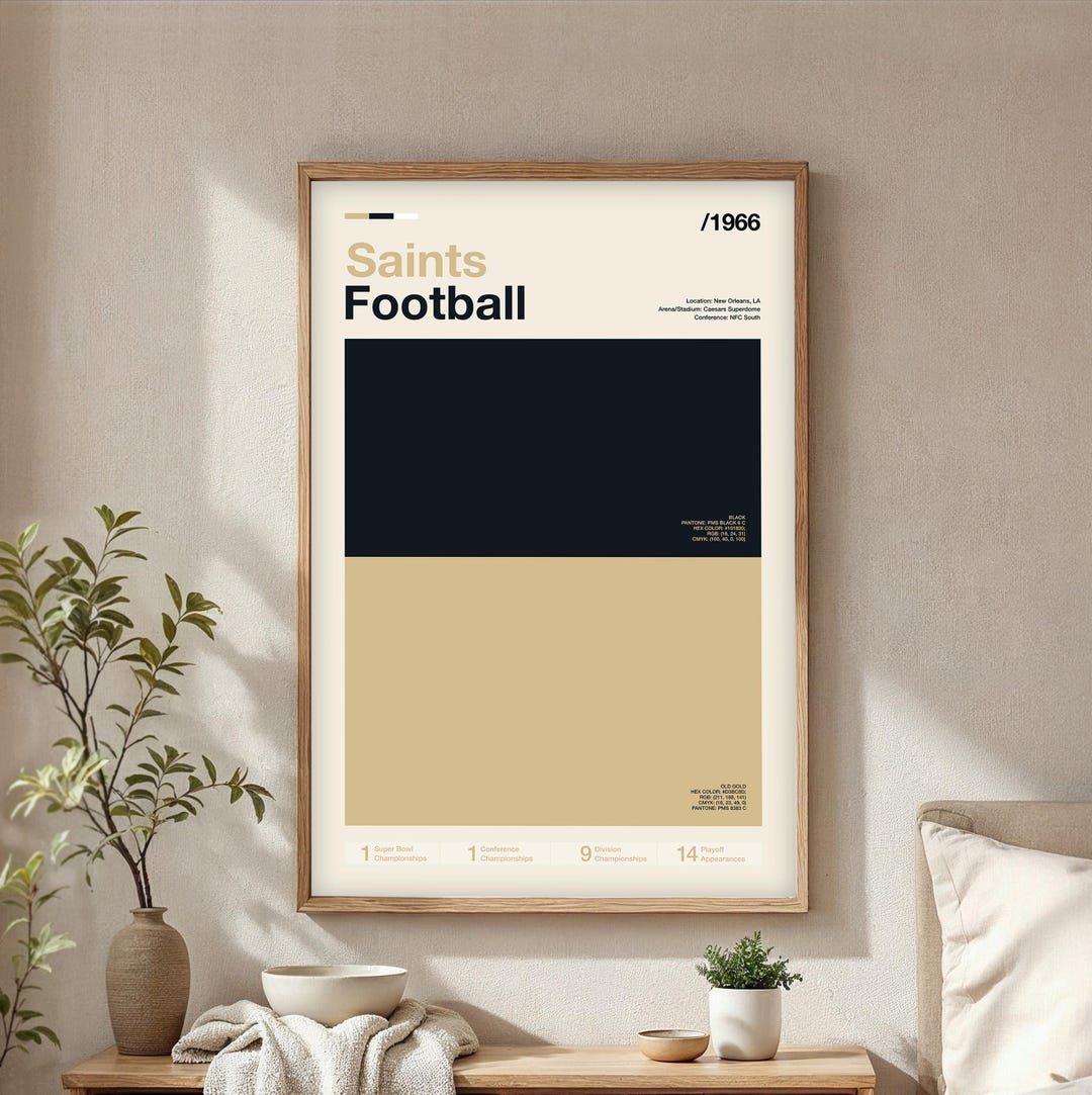Saints Football Poster | Gifts for Saints Fans | NFL Team Color Prints ...